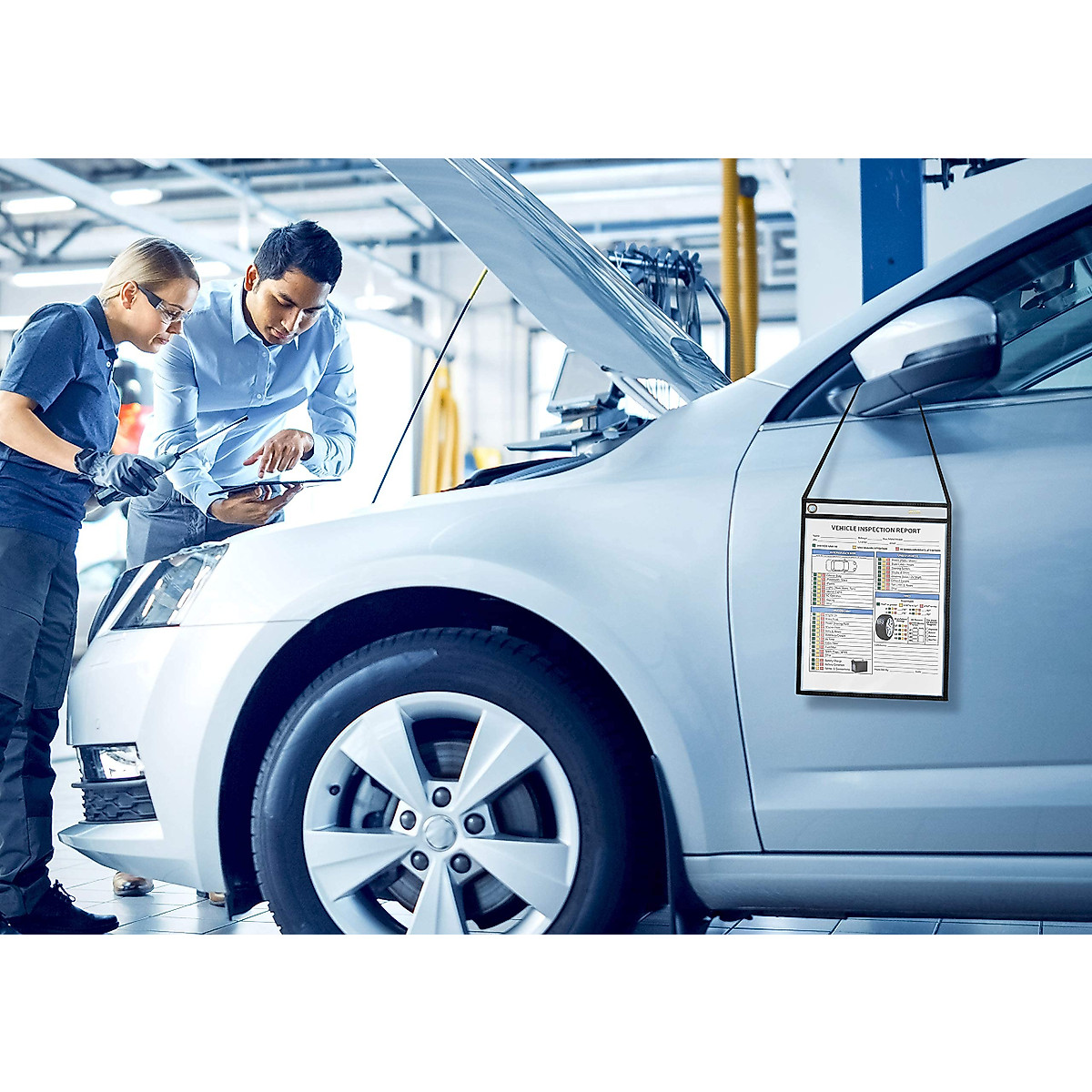 Better Office Products Shop Ticket Holders with Hanging Strap, 9 x 12 Inches, Both Sides Clear, Stitched Black Heavy Duty Canvas Edge Trim, 15 Pack