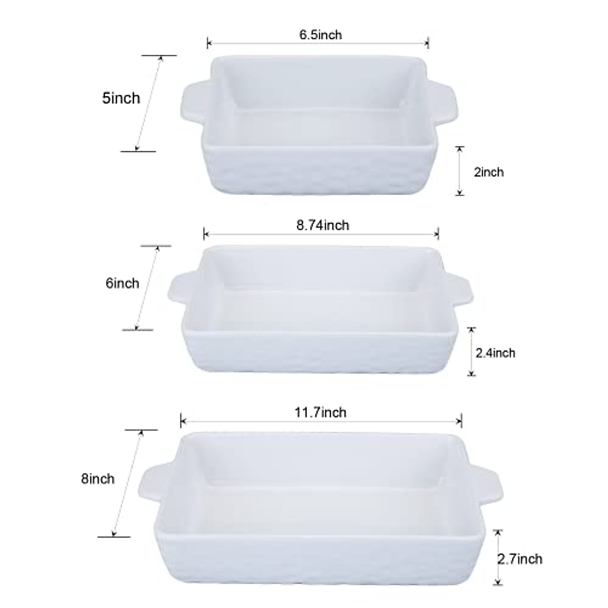 Cibeat Ceramic Bakeware, 3pcs, White