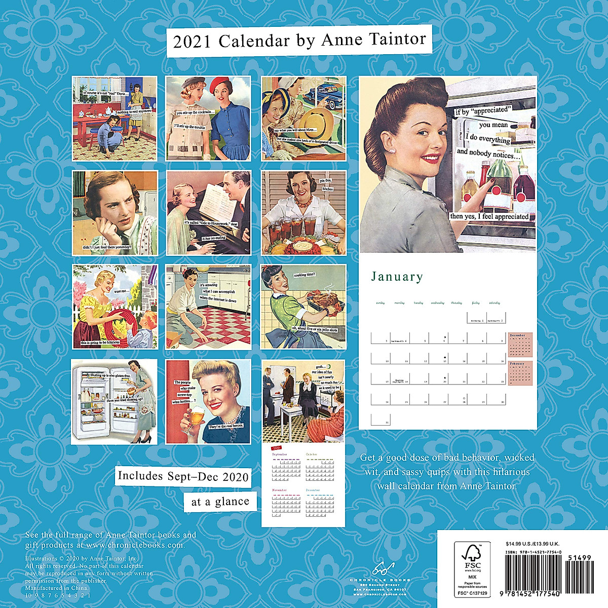 Anne Taintor 2021 Wall Calendar: (Funny Woman Calendar, Monthly Calendar with Vintage Ads and Funny Captions)
