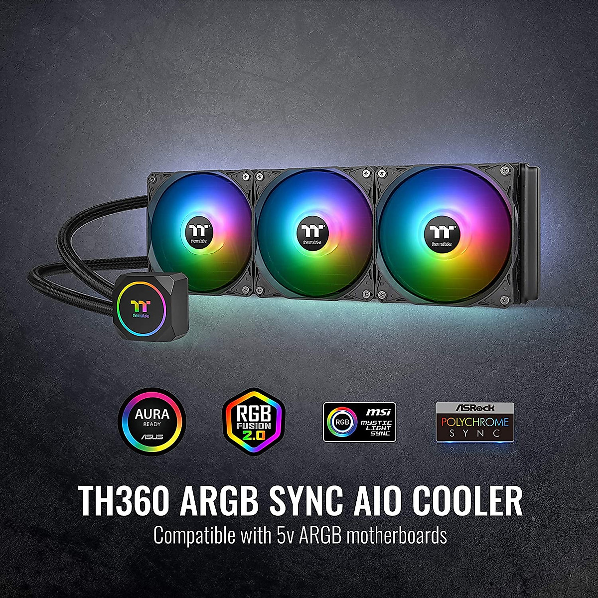 Thermaltake TH360 ARGB Motherboard Sync Edition Intel LGA1700 Ready/AM5/AMD All-in-One Liquid Cooling System 360mm High Efficiency Radiator CPU Cooler CL-W300-PL12SW-B, Black