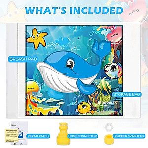 Mademax Upgraded 79" Splash Pad, Sprinkler & Splash Play Mat, Inflatable Summer Outdoor Sprinkler Pad Water Toys Fun for Children, Infants, Toddlers, Boys, Girls and Kids