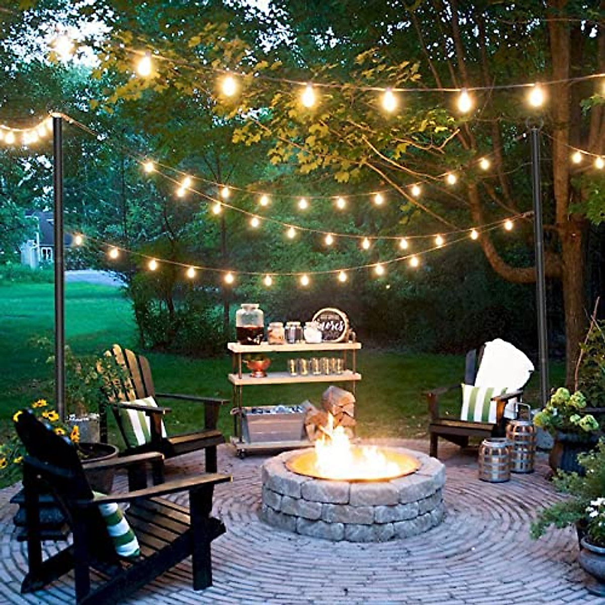 KULAMOON 2 Pack 9.5 FT Outdoor Patio String Light Poles with Hooks for Outdoor String Lights, Poles for Garden, Backyard, Patio, Lights Poles for Parties, Wedding Christmas Decorations