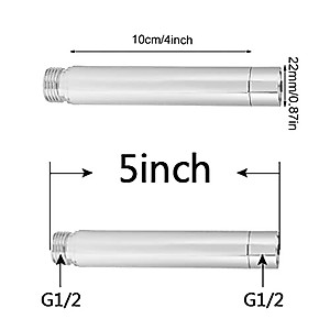 Shower Extension Tube Stainless Steel Round Shower Pipe Chrome Plating Handheld Shower Head Extender for Bathroom Accessory5 Inch