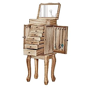 Emfogo Standing Jewelry Armoire, 7 Drawers & 2 Side Doors Jewelry Amoire Cabinet Standing with Top Flip Makeup Mirror, Jewelry Chest Jewelry Boxes