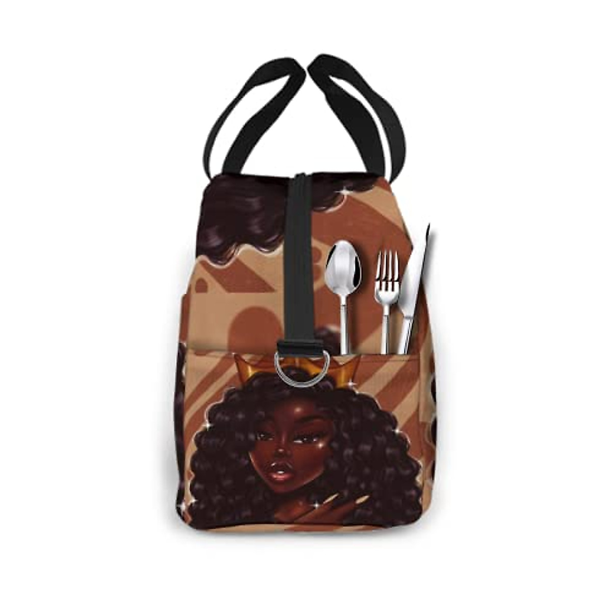 yalinan African Girl Lunch Bag African American Resuable Portable Lunch Box Insulated Cooler Bag for Teen Girls Women Work Picnic School, Gift for Daughter Granddaughter