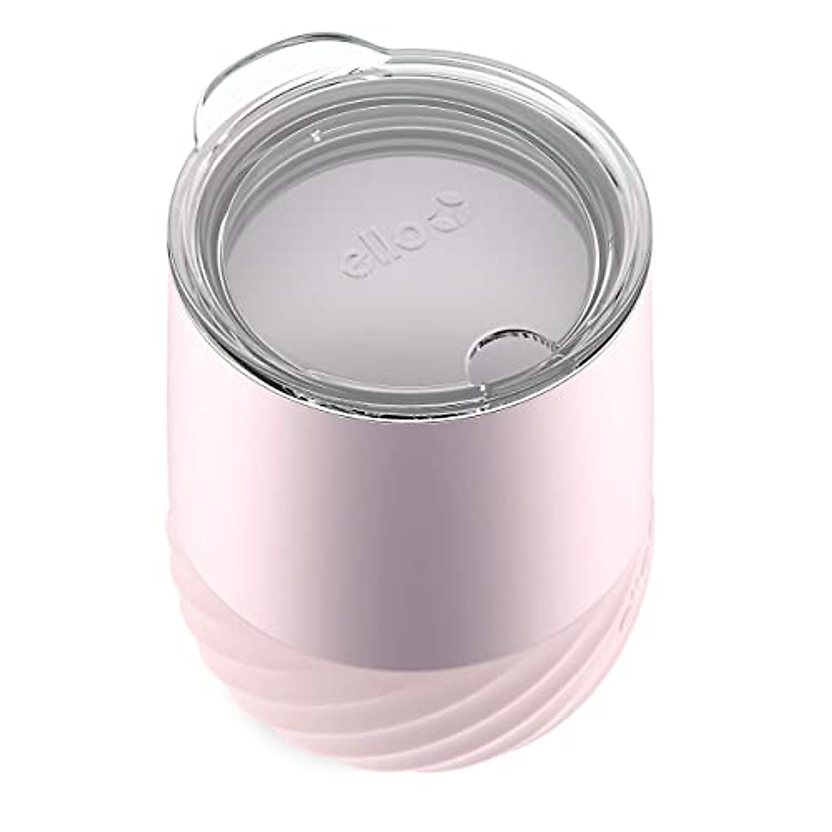 Ello Clink Vacuum Insulated Stainless Steel Tumbler - Wine Glass with Silicone Protection Coaster, 12oz , Pink Satin