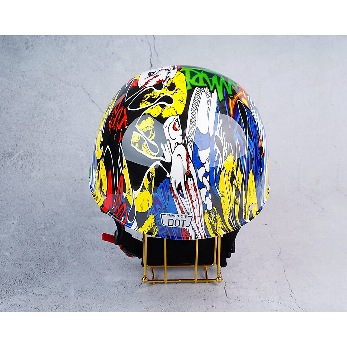 WYFDC DOT Approved - Retro Baseball Style Cap Motorcycle Helmet Unisex-Adult - for Bike Cruiser Chopper Moped Scooter (X-Large, Painting), Black