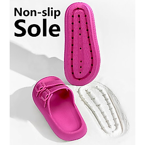 Weweya Double Buckle Slides for Women Pillow Slippers Hot Pink Cushioned Foam Slides Sandals Hot Pink Women Size 5.5 6 6.5
