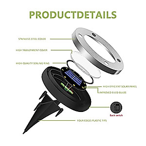 BLUEGUAN 14 Pack Solar Ground Lights, 8 LED Light Beads, Waterproof and Bright for Outdoor Gardens, Landscape Lamps for passages, courtyards, Decks, lawns, patios and walkways (Warm)