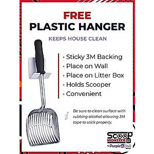 iPrimio Scoop Monster Cat Litter Scooper with 17 Inch Long Handle and Soft Grip - Easy Cleaning Litterbox - Modern Scooper Holder -Works with All Metal and Plastic Scoopers