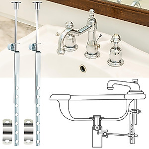 Enhon 2 Pack Universal Lavatory Pop Up Drain Lift Rod, Linkage, and Spring Clip Kit, Replacement for PF0906-CH, Bathroom Sink Stopper Pull Pivot Rod Assembly, Chrome