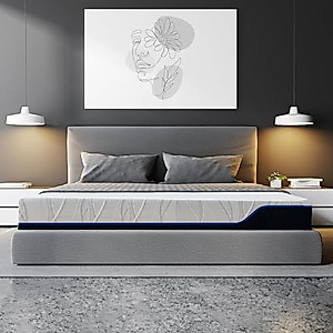 SERENITY HOME 12" King Memory Foam Mattress, Breathable Bed Mattress, Cooling-Gel Memory Foam Mattress in a Box, Support & Pressure Relief Mattress, Fiberglass Free, Made in USA | King,White/Blue