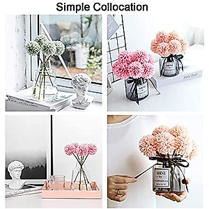 20Pcs Artificial Fake Flower Plants Silk Chrysanthemum Ball Hydrangea Arrangements Wedding Bouquets Decor Home Kitchen Garden Party Table Floral DIY (Light Pink&Dark Pink)