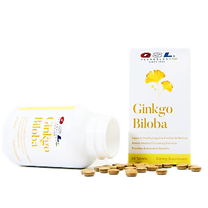 GSL Technology Ginkgo Biloba | 60MG of Ginkgo Biloba 50:1 Extract (Equivalent to 3000MG Per Tablet) | Made in USA (60 Tablets)