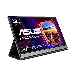 ASUS ROG Strix 17.3" 1080P Portable Gaming Monitor (XG17AHPE) - FHD, IPS, 240Hz, Adaptive-Sync, Built-in Battery, Smart Case, USB Type-C, Micro HDMI, For Laptop, PC, Phone, Console, 3-Year Warranty