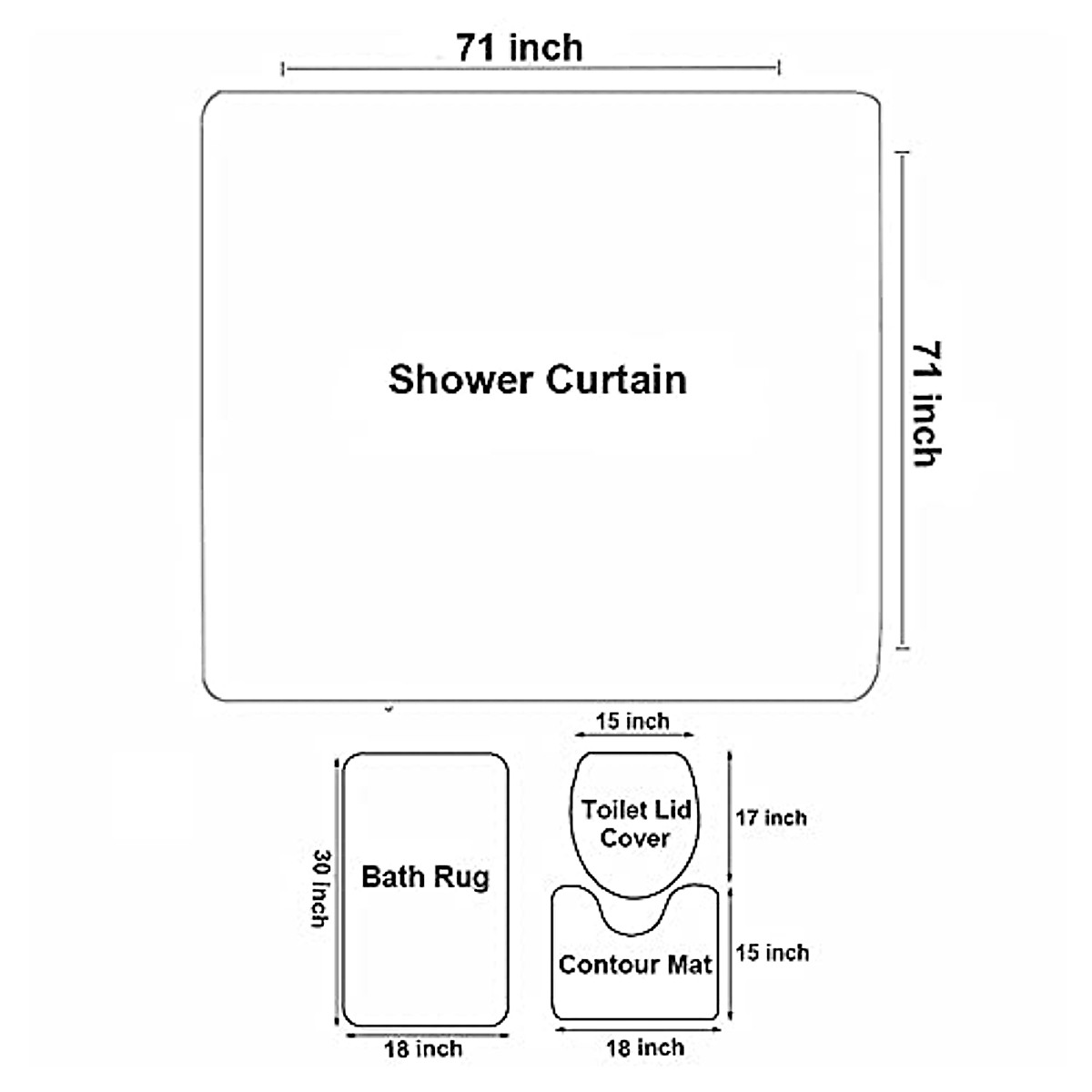 JOINSI 4 Pcs Christmas Snowman Shower Curtain Sets with Rugs, Toilet Lid Cover, Bath Mat, 12 Hooks for Xmas Holiday Decorations (71 Inch x 71 Inch) (Snowman)
