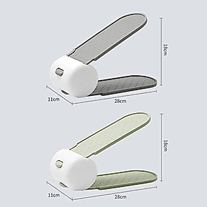 Scicalife Shelf Holders 4pcs Shoe Slots Organizer Adjustable Shoe Stacker Shoes Storage Holder Display Rack for Closet Shoe Holder Rack Space Saver Grey/Green Two Tier Shoe Rack