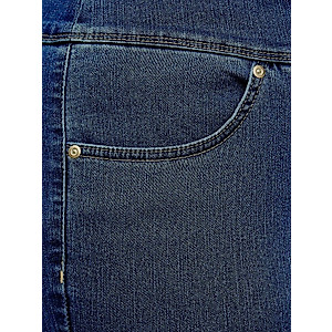 1826 Jeans Jack David Women's Plus Size Cuff Rolled Capri Bermuda Short Curvy Denim Jean (1X, Level Eight Pull On Dark Blue Capri)