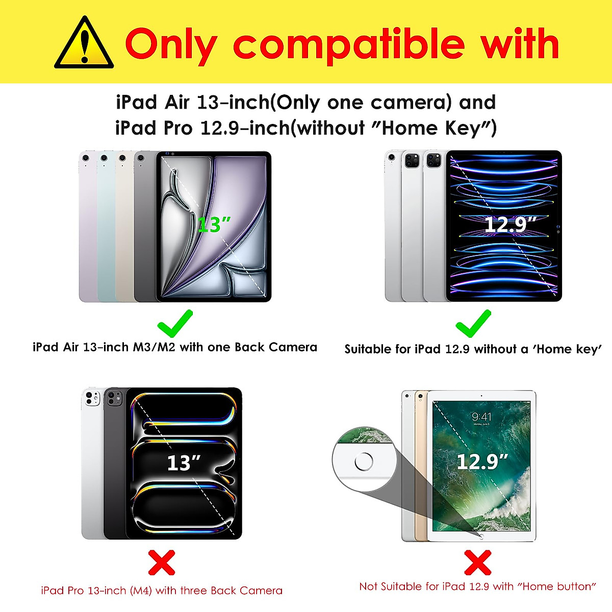 DTTO for iPad Air 13 Inch Case M3/M2 2025/2024, iPad Pro 12.9 Inch Case (6th/ 5th/ 4th/ 3rd Gen), Smart Slim Trifold Stand Soft Cover with Pencil Holder for iPad Air 13", Midnight Green