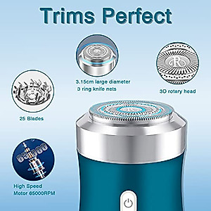 Opdooke Mini Electric Razor,Wet Dry Electric Shavers for Men Women,30 Day Battery Life,Powerful Men's Shaver Used for face Chest Leg Shaving,Travel Size Toiletries for Travel Car Home,Blue