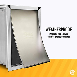 Extreme Dog Door Pure Aluminum Extra Large Dog Door for Wall, XL Pet Door for Wall with Sliding Lockout Panel, Expanding Box Tunnels, and Easy to Install Metal Frame for Big Dog Breeds and Cats