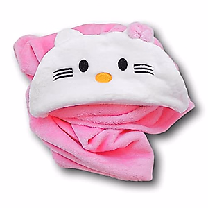 Hooded Toddler Blanket | Plush Soft Animal Baby or Infant Hoodie Blankie 36x27 + Hood (Light Pink)
