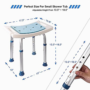 Icedeer Shower Stool, Shower Bench Seat, Shower Chair for Inside Shower and Bathtub, with Shower Head Holder, Bath Chair, Shower Stool for Elderly Senior Disable Pregnant, Tool-Free, Capacity 350LBS