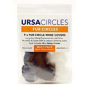 URSA Fur Circles - Mini Windshields for Lavalier/Lapel Microphones. Reduce Wind Noise & Clothing Rustle. Compatible with Sennheiser, RODE, Sanken, Tascam & More (9x Circles + 30x Stickies, MultiPack)