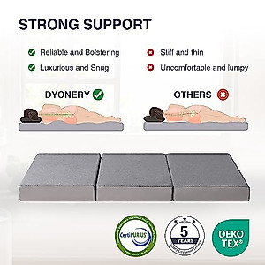 Dyonery Folding Mattress, 6 Inch Queen CertiPUR-US Certified Memory Foam Foldable Camping Mattress with Washable Cover, 80"×60"×6", Grey