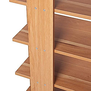 Elevens 18 Pairs Shoe Rack with Top Shelf and Hanging Bar (Wood)