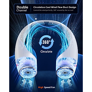 Heelkl AI Neck Fan, 4 Speeds Adjustable Portable Personal Fan Rechargeable, 4000 mAh Battery Faster Cooling Wearable Fan, Ultra Quiet for Home, Office, Travel, Outdoor