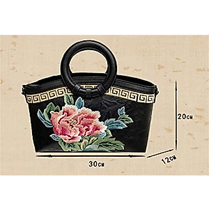 DANN Ladies Embroidered Handbag PU Ladies Shoulder Crossbody Bag (Color : C, Size