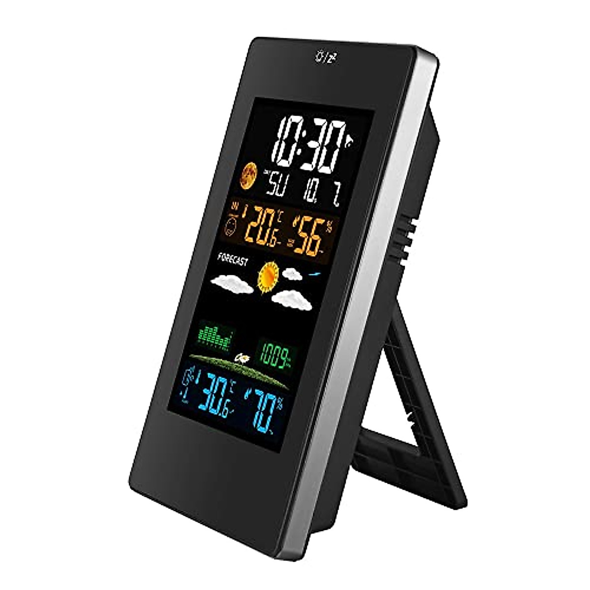 XARONF Weather Stations Indoor Outdoor Weather Station, Home Weather Station with Atomic Clock, Indoor Outdoor Humidity Thermometer Monitor Digital Forecast Weather Stations