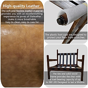 BAOMKONG Accent Leisure Chair,Vintage Chair with Solid Wood and Oil Wax Leather Upholstered,Armrest Chair for Living Room, Bedroom, Reading, Balcony,Brown