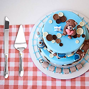 Stainless Steel Cake Serving - Cake Knife and Server Set - Cake Serving Set With Serrated Blade for Easier Cutting - Silver -Holidays, Birthdays, Wedding, Anniversary