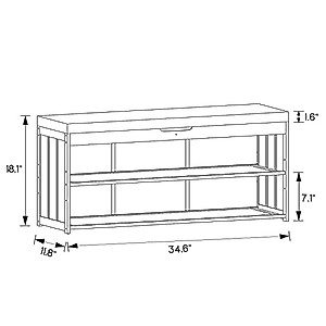 MoNiBloom Bamboo 2 Tiers Shoe Rack Organizer Changing Stool Bench with Flip-Open Storage Box Padded for Hallway, Bathroom, Bedroom - Brown (6-10 Pairs)