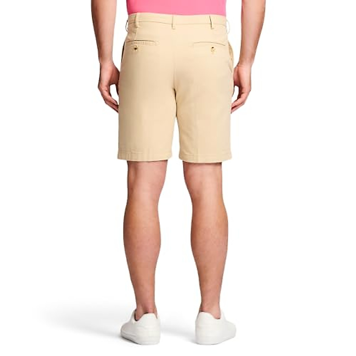 IZOD Men's Classic Saltwater 9.5" Flat Front Chino Short, Pale Khaki, 38