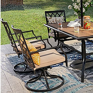 PHI VILLA Swivel Patio Chairs Set of 4 Outdoor Dining Rocker Chair Support 300 lbs for Garden Backyard Bistro Furniture Set with Cushion