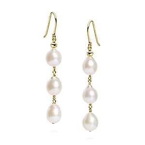 Pearl Drop Dangle Earrings for Women 14K Gold Filled Multiple Real White Freshwater cultured﻿ Pearl Earrings COMOTO Jewelry