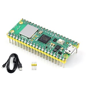 waveshare Pre-Soldered Raspberry Pi Pico W Microcontroller Board Basic Kit,Built-in WiFi,Supports 2.4/5 GHZ Wi-Fi 4,Based On RP2040 Dual-Core Processor