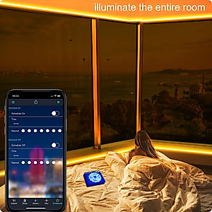 Micomlan 82Ft/25m LED Strip Lights Music Sync Color Changing RGB LED Strip Built-in Mic, Bluetooth APP Controlled LED Lights Rope Lights, 3535 RGB LED Light Strip(APP+Remote+Mic+Music)