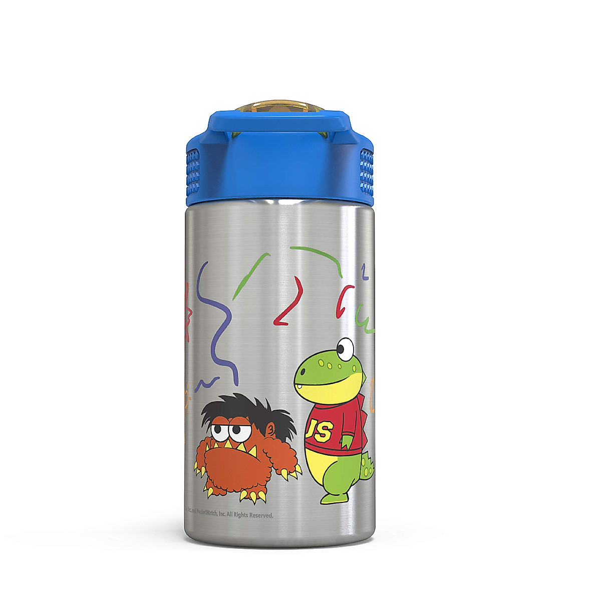 Zak Designs Ryan's World Ryan and friends 15.5 ounce Water Bottle BPA Free with One Hand Operation Action Lid and Built-in Carrying Loop, with Straw is Perfect for Kids