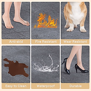 SURNUO 10PC 12 * 12 inch 1.5mm Thick Peel and Stick Vinyl Floor Tile, Self-Adhesive Tile Flooring for Bathroom, Livingroom, Kitchen and Renter's House Black Color