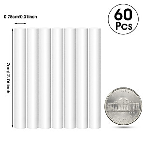 60 Pieces 2.75 X 0.31 Inch Car Diffuser Sponges Refill Sticks Humidifier Filter Replacement Wick Absorbent Sponge Sticks for Mini Car Office Bedroom Humidifier Ultrasonic Aroma Diffuser