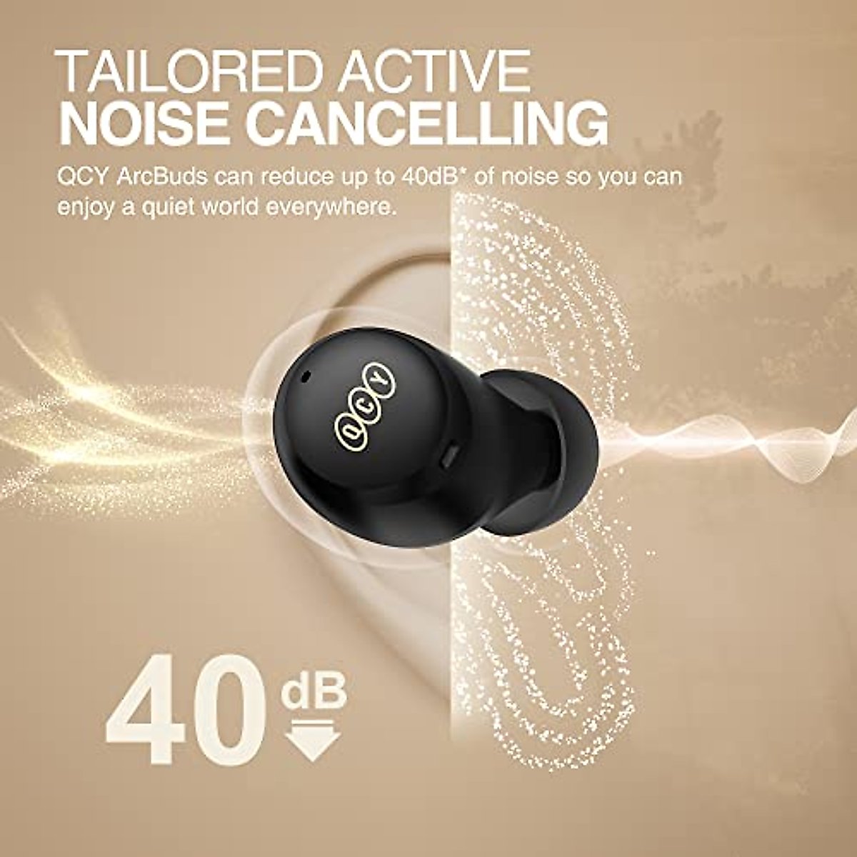 QCY HT07 Multi-Mode Active Noise Cancelling Wireless Earbuds, AI-Enhanced Calls Bluetooth Headphones with 6 Mics, Anti-Wind Noise, Transparency, App for Custom EQ, 32H Playtime, Bluetooth 5.2