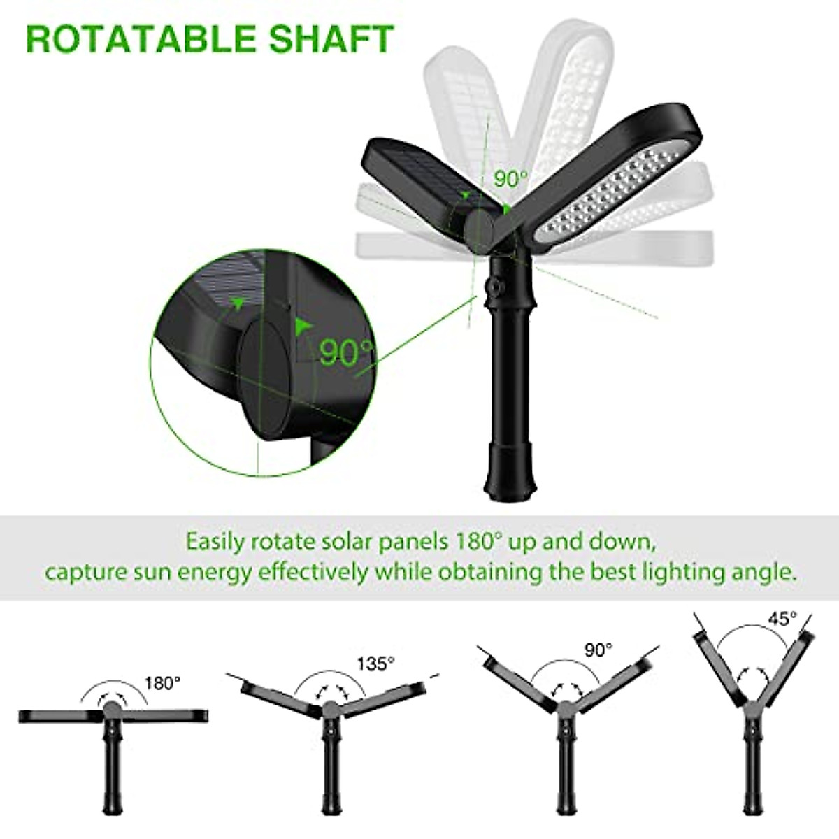 Lafhome Solar Lights Outdoor Garden, 2-Pack Upgraded 48 LED Solar Powered Lights Garden Lights Solar Wall Lantern Solar Pathway Lights, IP65 Waterproof Landscape Lighting for Garden Yard Cold White