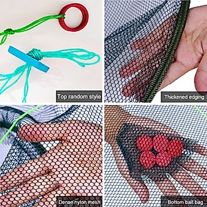 WEISGJA Portable Folded Fishing Net, Crab Net Fish Net with Fishing Rope, Hand Casting Cage Crab Net, Foldable Fishing Mesh Trap for,Minnows,Lobster,Crawfish, Shrimp etc. (39.4inch/100cm)