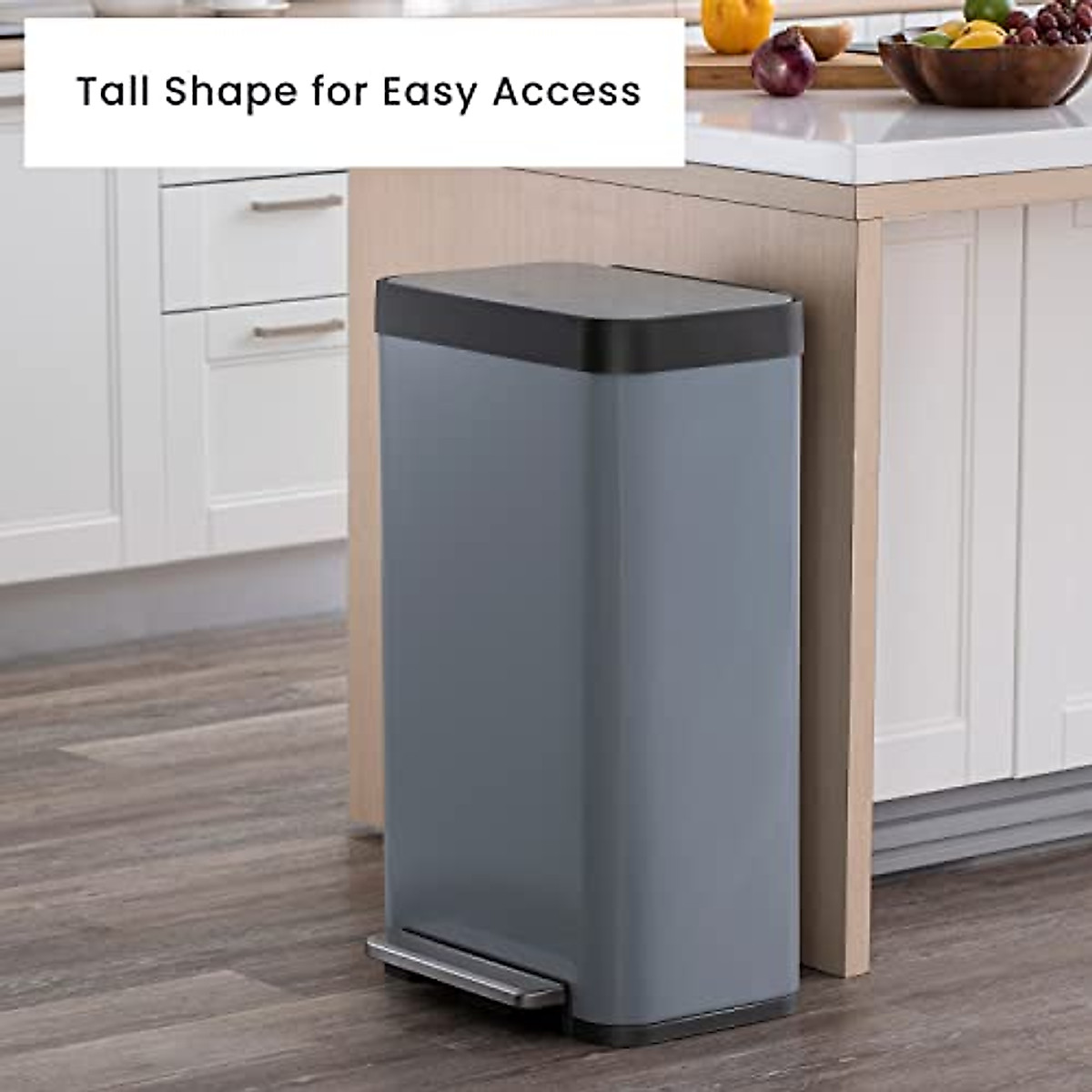 Home Zone Living 18.5 Gallon Large Capacity Kitchen Trash Can, Tall Stainless Steel Liner-Free Body, 70 Liter Capacity, Matte Black, Virtuoso Series