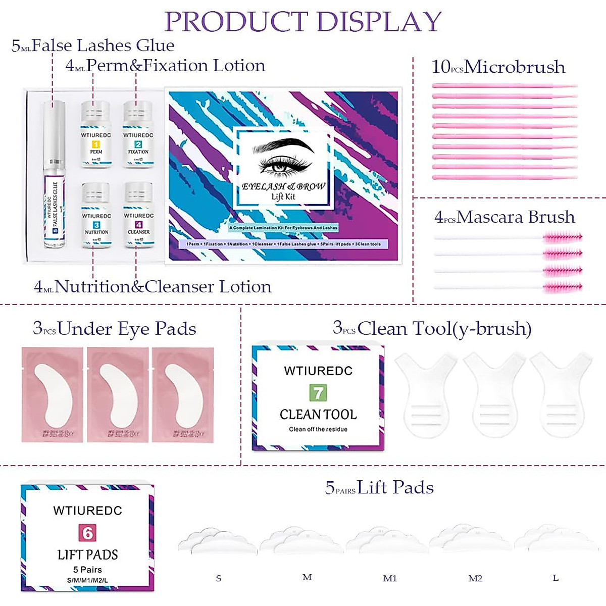 Omysda Lash Lift and Brow Lamination Kit, 2 in 1 Professional Eyebrow Lamination and Lash Perm Kit for Salon and DIY Home Use, 6-8 Weeks Long Lasting