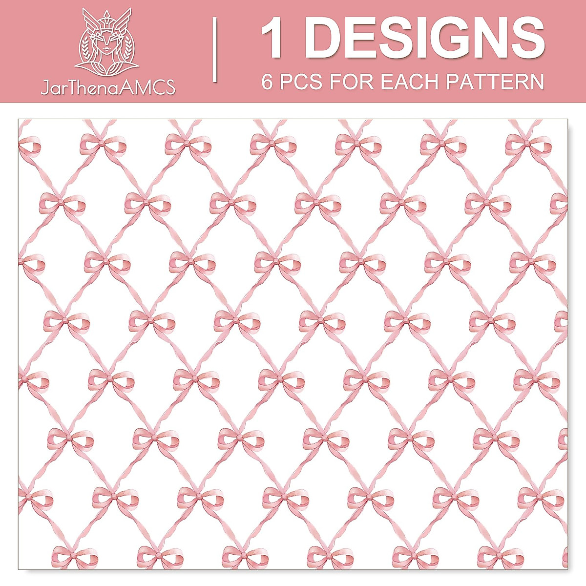 JarThenaAMCS 6 Sheets Pink Bow Wrapping Paper -Not Roll- Gift Wrap Paper Folded Flat Large Craft Paper for Birthday Baby Shower Party Supplies, 27.6 x 39.4 Inch
